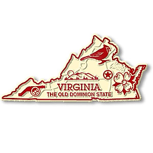 Virginia Small State Magnet by Classic Magnets, 3.1" x 1.5", Collectible Souvenirs Made in The USA