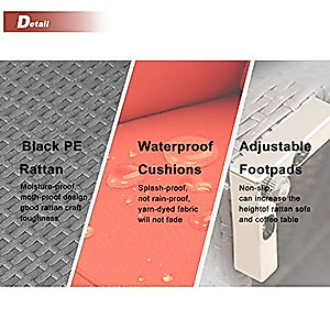 Excited Work PE Wicker Outdoor Loveseat 2 Pcs Patio Couch with Washable Cushion and 2 Pillow,Sectional Furniture Conversation Set（Orange）