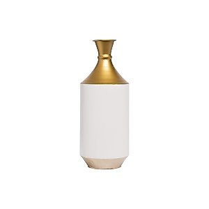 Foreside Home & Garden White Modern Painted Brass Metal Decorative Vase