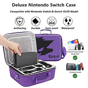 Switch Carrying Case Compatible with Nintendo Switch / Switch OLED, Professional Full Protection Travel Bag with Removable Strap for All Nintendo Switch Console Pro Controller Accessories