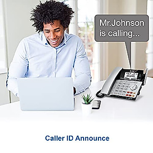 AT&T TL86103 2-Line Corded/Cordless for Small Business with Answering Machine, 2-Mailboxes, Connect-to-Cell, Caller ID Announcer, Intercom, Line-power, Long Range & Expandable to 12 Handsets
