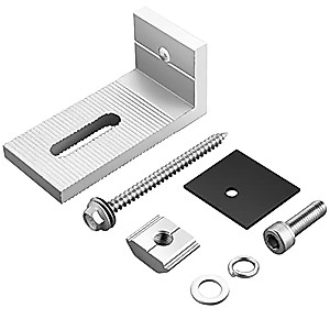 Kamtop 10 Pcs Solar Panel Mounting L Brackets, Aluminum Alloy Support Hardware, Solar Panel System Install Accessories Kit Roof Solar Panel Clamps Holder for RV Boat Off Grid Roof