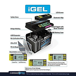 Chrome Pro YTX7L-BS High Performance - Maintenance Free - Sealed iGel Motorcycle Battery
