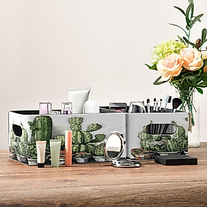 YETTASBIN Cactus Felt Storage Baskets with Handle, Collapsible Open Storage Bin Drawers Storage Box for Shelf Closet Office Bedroom Nursery Home, 2 Pack