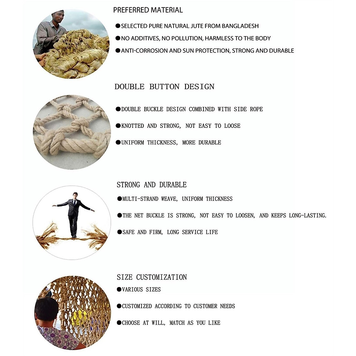 Cargo Net Rope Ladder Hemp Net, Child Safety Net, Anti-Fall Stair Nets, Fence Nets, Ceiling Decorative Nets, Hammocks,Mesh Hemp Rope Net Support Customization Safety Rope Net for Kids