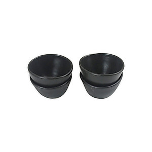 roro Handmade Matte Black Ceramic Conical Sauce Bowls - 3 Ounce, Set of 4, Elegant Artisan Crafted Dishes for Dips, Spices, and Condiments, Lead-Free and Cadmium-Free