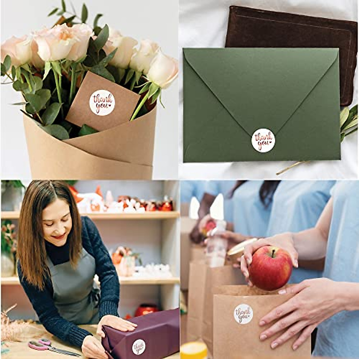 PACKAJIO Thank You Stickers Roll –500 PCS, 1.5” Inch, Durable, Self-Adhesive & Waterproof Rose Gold Foil - Thank You Stickers for Small Business, Packaging, Envelopes Seal, and Gift Wraps