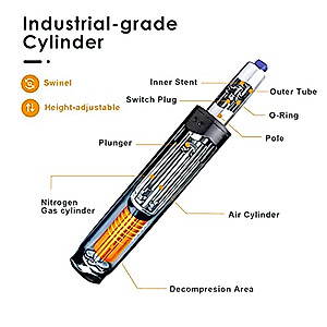 LERMITY Gas Lift Cylinder Office Chair Length Extension Stroke Pneumatic Shock Piston Heavy Duty Gas Cylinder Replacement Class 4 Universal Size Fits Most Office Chair and Swivel Chair