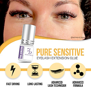 Forabeli Pure Sensitive Eyelash Glue 5ml - 7-8 Sec Drying Time, 3-4 Weeks Retention, Black Adhesive, No Fume, No Irritation