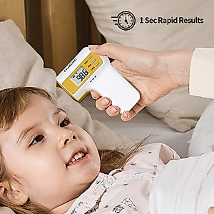 Medical Grade Infrared Non-Contact Forehead Thermometer, Digital Infrared Thermometer for Adults and Kids, Touchless Baby Thermometer, LCD Display and Memory Function (Yellow)