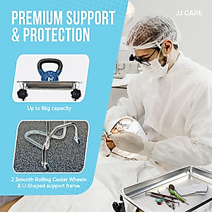 JJ CARE Mayo Stand [17Lbs Weight Capacity] - Stainless Steel Mayo Tray, Adjustable Height Medical Mayo Stand with 2 Nylon Caster Wheels, Surgical Tray, Tattoo Tray, Mayo Stands