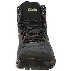 KEEN Men's Explore Mid Waterproof Hiking Boot, Magnet/Fiery Red, 9