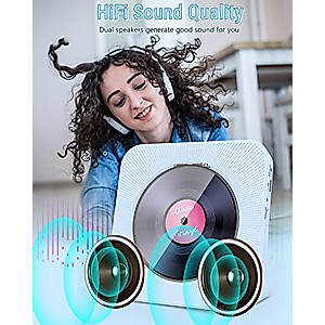 Greadio CD Player Portable with Bluetooth, 4000mAh Rechargeable Battery, HiFi Sound Speaker with Remote Control, Dust Cover, FM Radio, LED Screen,Support AUX/USB,Headphone Jack for Home,Kids,Kpop,Gift