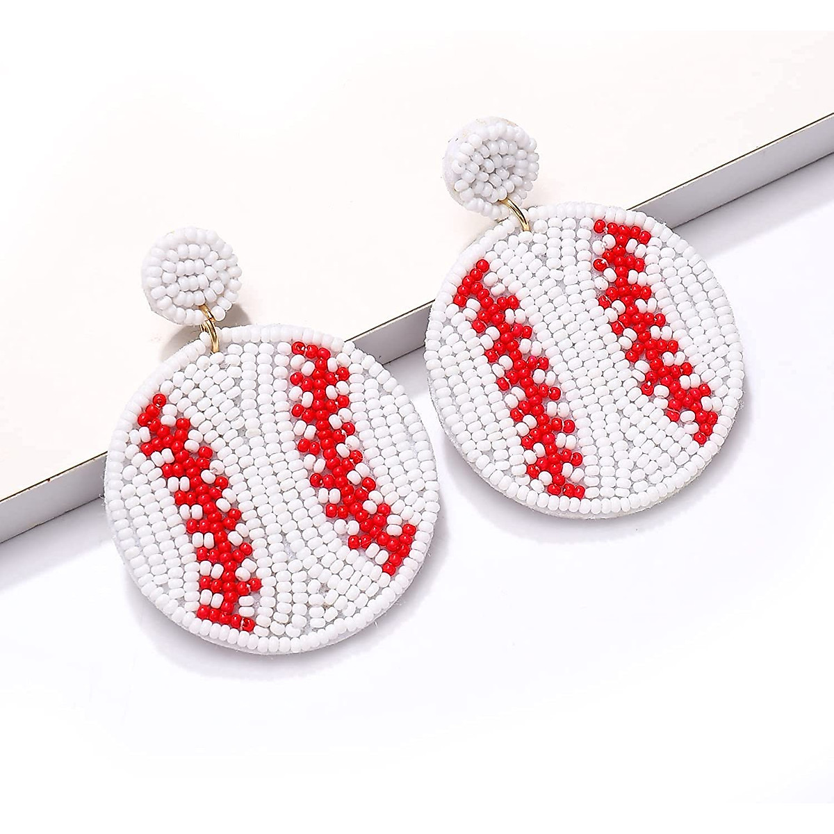 Beaded Baseball Earrings Sports Earrings Baseball Dangle Earrings Statement Sports Game Team Jewelry Gifts