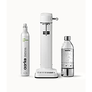 aarke - Carbonator III Premium Carbonator - Sparkling & Seltzer Water Soda Maker Soda Maker with PET Bottle (White, With CO2 Cylinder)