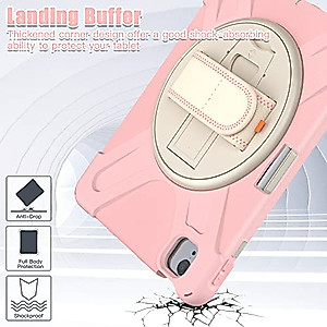 ORIbox Corsair Case for iPad Air (5th/4th) Case and iPad Pro 11-in.(4th/3th/2rd/1st) Case, Heavy Duty Rugged Protective, 3 in 1 Shockproof Bumper with 360° Kickstand/Hand Strap, Corsair Pink