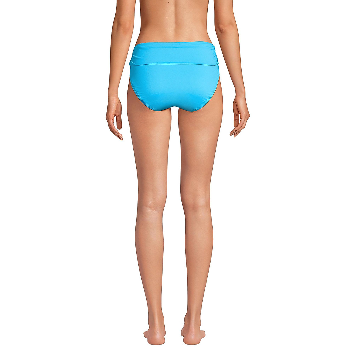 Lands' End Womens Chlorine Resistant Fold Over Mid Waist Bikini Bottoms-Alpha Turquoise Regular X-Large
