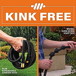 Bionic Flex PRO 50’ Garden Hose, Heavy Duty & Lightweight Weatherproof Garden Water Hose with Brass Fittings & Adjustable Brass Spraying & Shooting Nozzle, 500 PSI Tear Resistant, Kink Free Hose