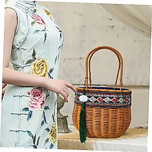 BESTOYARD Rattan Handbag Natural African Basket Toy Magazine Storage Fair Trade Basket Seagrass Belly Basket Market Basket with Handle Flower Girl Basket To Weave Pp Groceries