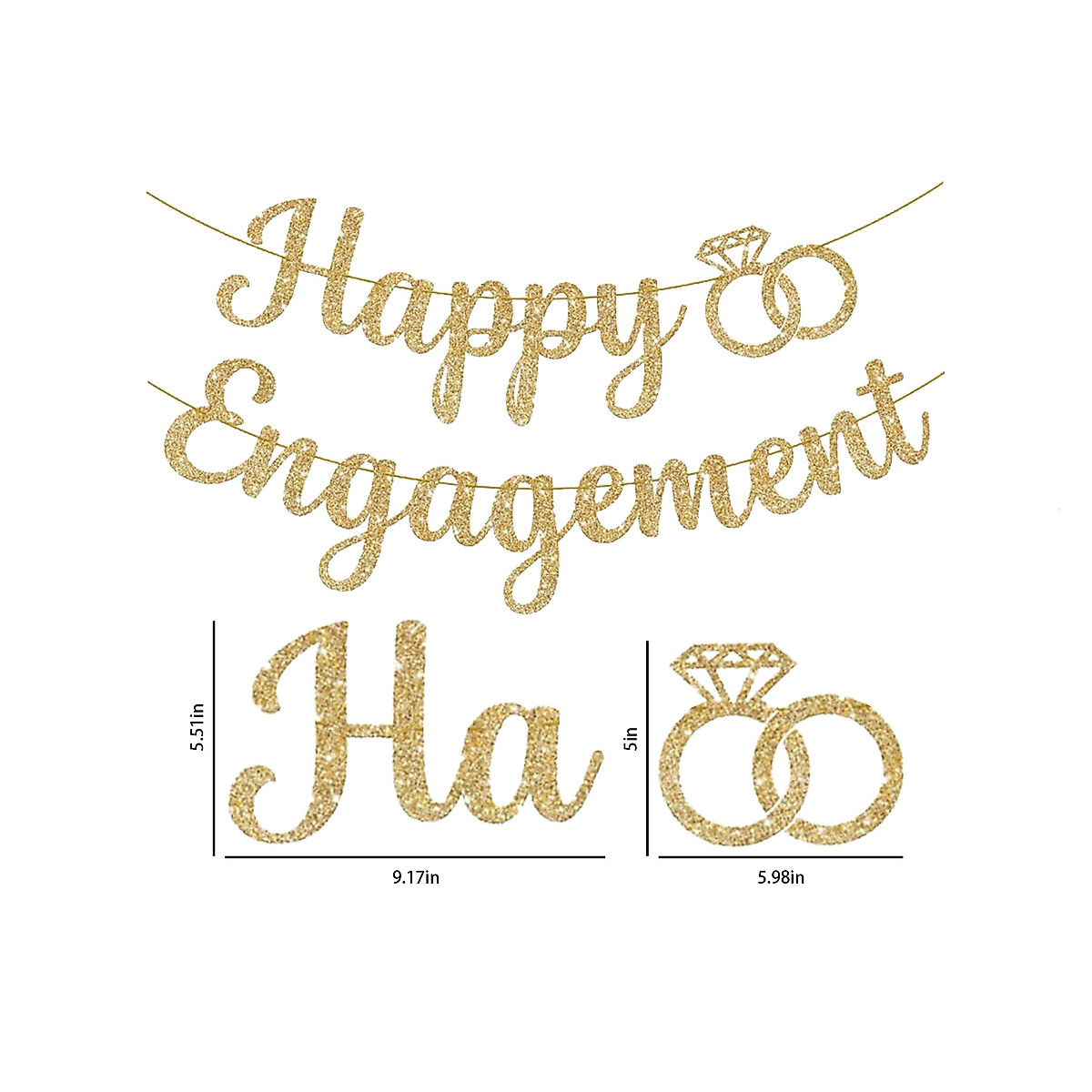 Gold Happy Engagement Banner for Bachelor party Banner, Bride to Be Engagement Decoration