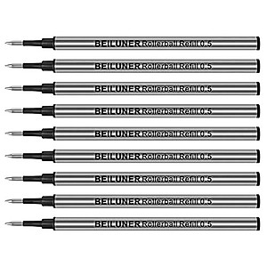 0.5mm Replaceable Refills Compatible for BEILUNER Luxury Wooden Ballpoint Pen Writing Set, Black Ink, direct insertion - 9 Pack