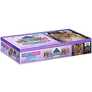 Blue Buffalo Wilderness High Protein Grain Free, Natural Kitten Pate Wet Cat Food Variety Pack, Chicken, Salmon 3-oz (6 Count- 3 of Each Flavor)