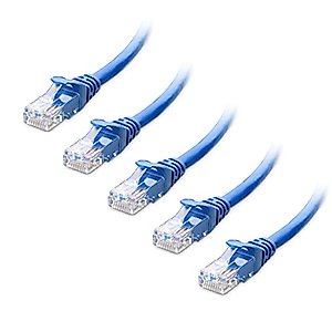 Cable Matters 10Gbps 5-Pack Snagless Short Cat 6 Ethernet Cable 5 ft (Cat 6 Cable, Cat6 Cable, Internet Cable, Network Cable) in Blue