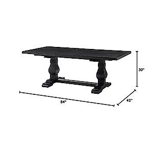 Martin Svensson Home Napa Solid Wood Black Trestle Extendable Leaf Dining Table