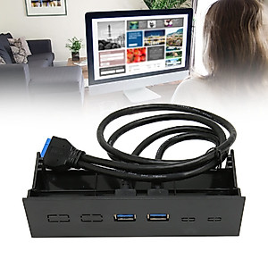 5.25 Inch Front Panel, PC Multifunction Media Dashboard, USB 3.0 to 19 Pin Metal Optical Drive Bay 2 Port USB Hub for PC Computer Case