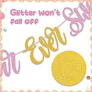 JUYRLE Four Sweet Birthday Decorations- 4 Ever Sweet Party Banner with Donut, Ice Cream, Macaron Pink Theme fourth Birthday Party Decor for baby Girls 4th Birthday Supplies