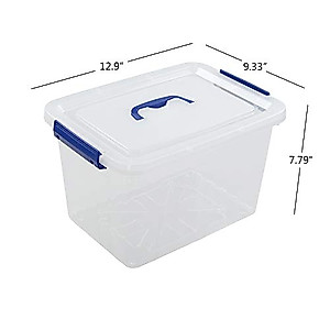 Xowine 4-Pack 10 L Plastic Storage Box, Clear Storage Box with Lid