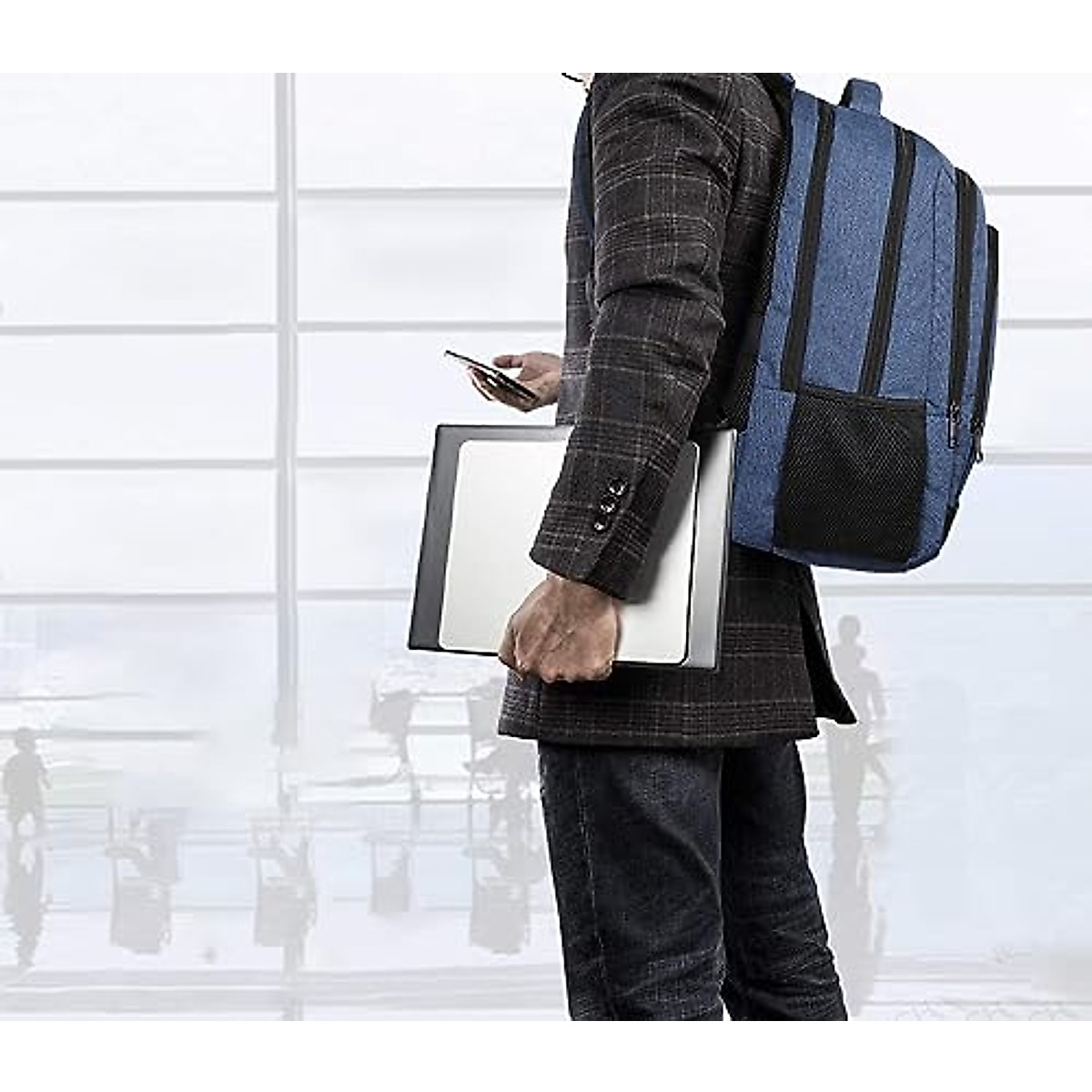 CLUCI Laptop Backpack for Men Women School Backpack College Bookbag for Men Water Resistant Travel Work Backpacks Fits 15.6" Laptop Business Computer Bag with USB Charging Port Dark blue