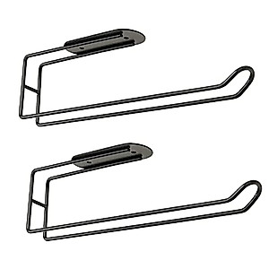 Paper Towel Holder Under Cabinet, H-SPACE Wall Mount Paper Towel for Kitchen, Self-Adhesive and Drilling Paper Towel Bar, Paper Towel Rack, SUS201 Stainless Steel 11 inch (Black, 2PC)