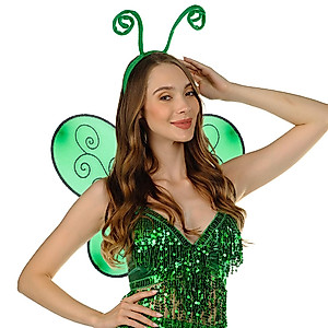 Funcredible Green Bug Wings and Antenna Headband - Fly Wings - Mantis Antenna Headband - Fly Costume - Insect Costume for Kids and Adults