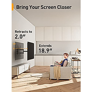 Perlegear Full Motion TV Wall Mount for 26-55 inch Flat or Curved TVs, Wall Mount TV Bracket with Articulating Arm, Swivel, Tilt, Extension, Corner TV Wall Mount Max VESA 400x400mm up to 60 lbs PGMFK3