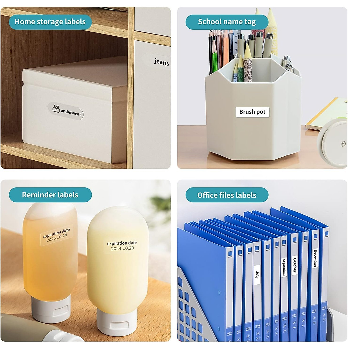 DEEPIN Label Maker Machine D101 Bluetooth Label Maker with Tape, 0.4-1 Inch Print Width Thermal Label Printer Portable for Business, School, Office Organization, Home Storage, White