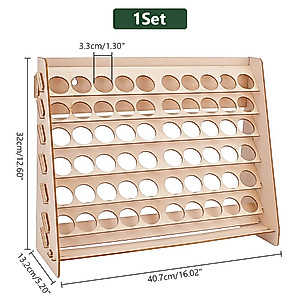 PH PandaHall Paint Rack Organizer 60 Holes Wooden Paint Storage Organizer Stand Display Craft Paint Holder Pigment Ink Bottle Paints Tool Storage for Miniature Paint Set Hole: 1.3 inch