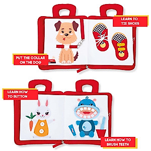 Kipod Montessori Quiet Book - Essential Toddler Travel Toy with Engaging Plane and Car Travel Activities - Cognitive Development Preschool Sensory Learning Baby Busy Book for Toddler Boys & Girls