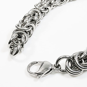 Stainless Steel Round Byzantine Chain Bracelet 8mm 9inch