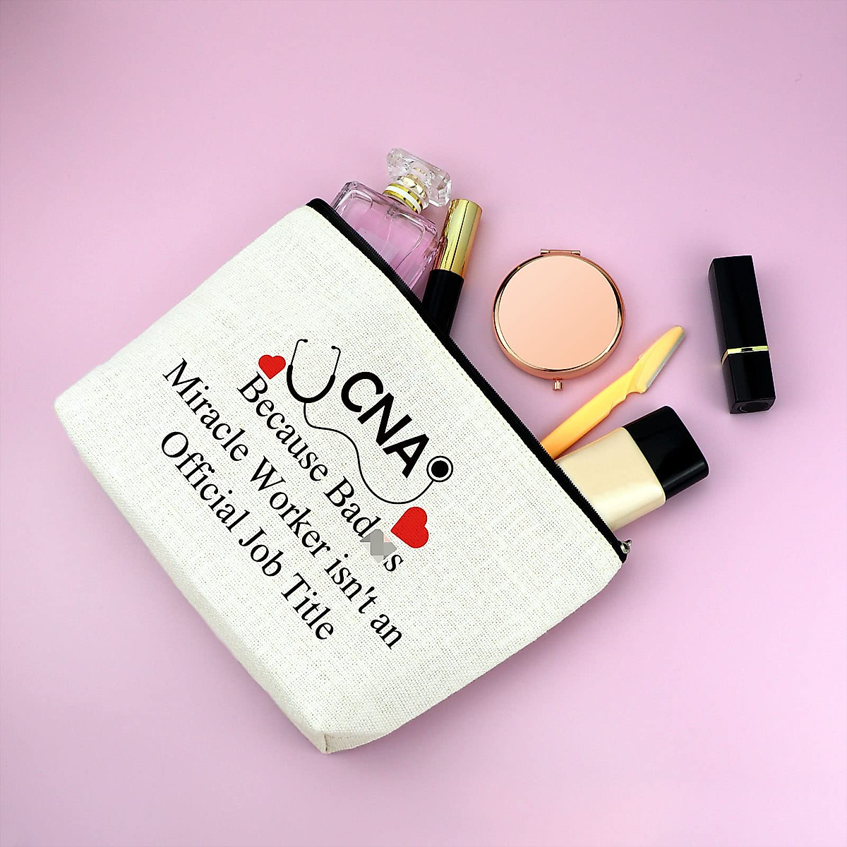 CNA Gift Certified Nursing Assistant Gifts Makeup Cosmetic Bag Gifts for CNA CNA Week Gifts Medical Graduation Appreciation Gift for Women Thank You Gift Retirement Birthday Gift Travel Makeup Pouch