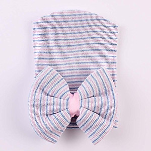 upeilxd Newborn Hospital Hat Infant Baby Hat Caps with Bow Soft Cute Nursery Beanie Hat