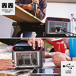 VECTOR VECLIPS6 733 Watt Lithium Portable Power Station Powers 9 Devices At Once, Pure Sine Wave Technology, AC, USB and Wireless Charging, Solar Capable