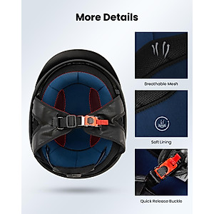 ILM Half Helmet Motorcycle Open Face Sun Visor Quick Release Buckle DOT Approved Cycling Motocross Suits Men Women Model-205V (L, Matt Black)