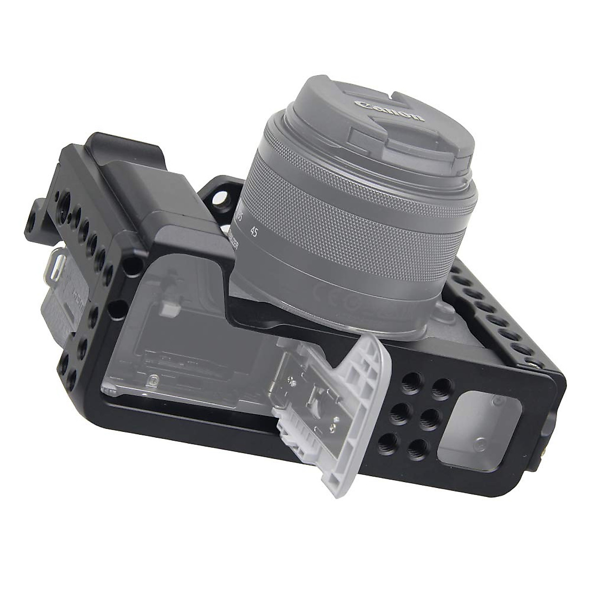 Easy Hood Camera Cage for Canon EOS M6 Mark II Mirrorless Digital Camera, Vlogging Video Shooting Filmmaking Rig Stabilizer with Cold Shoe 1/4" Thread Holes & 3/8" Locating Hole