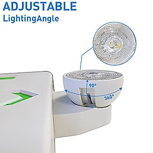 Exit Sign and Emergency Lights Combo, Double Face Green Emergency Exit Light, 2 Adjustable Head Lights and 90min Long Backup Battery, ABS Fire Safety (UL Certified 120-277V)(UL 94V-0) (1pack)