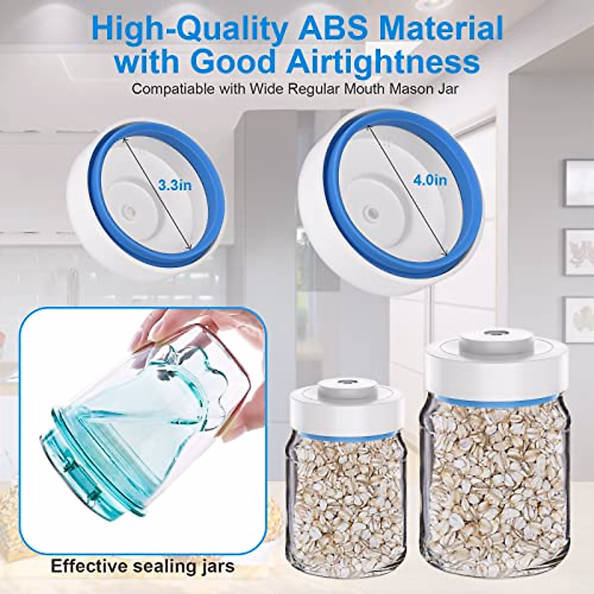 Mason Jar Vacuum Sealer, Mifenney Food Saver Jar Sealer Kit with Accessory Hose for Regular and Wide Mouth Mason Jars, with Manual Vacuum Pump and Lid Opener