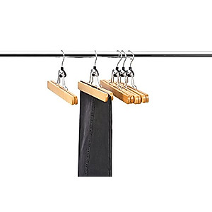 RoyalHanger Wooden Hangers 10 Pack, Skirt Hangers Pant Hangers Collection Wood Hangers Clamp Hanger Trouser Hangers, Non Slip, Natural Finish