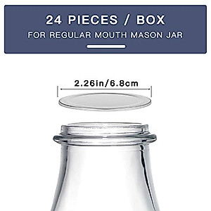 MAEXUS 24 Pack Regular Mouth Mason Jar Lids, Canning Lids Regular Mouth, Ball Jar Lids 2.7 Inches, Prevent Leakage and Seal (Silver)