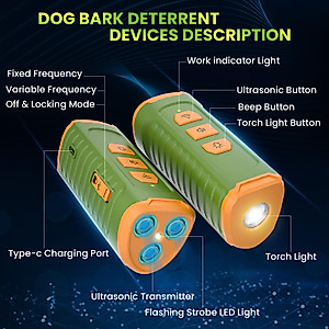 Dog Bark Deterrent Devices, Ultrasonic Anti Barking Device for Dogs, Rechargeable Dog Bark Control Devices 50FT Range with LED Flashlight, Dog Training & Behavior Aids for Indoor Outdoor