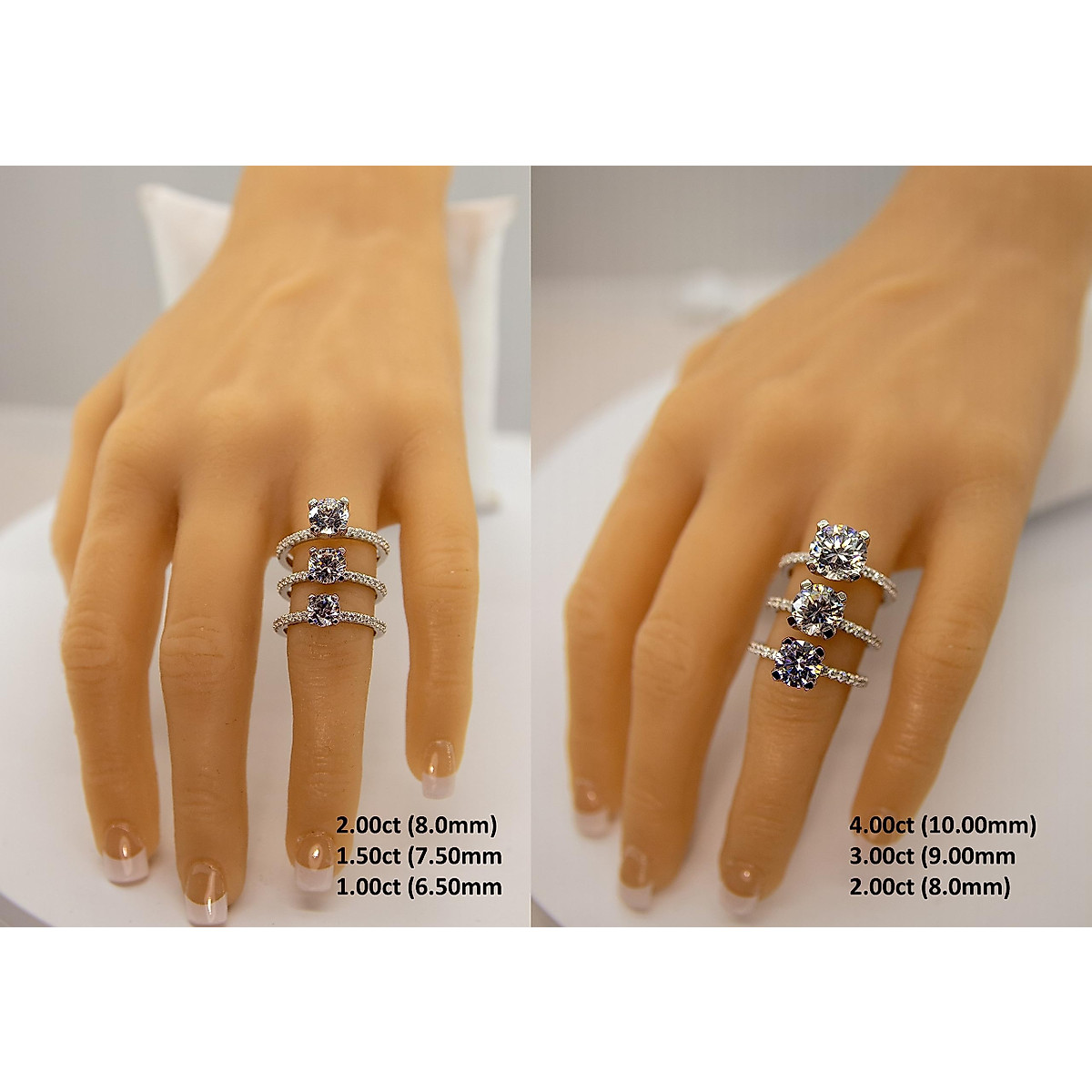 Sterling Silver 8.0mm (2ct) Round Cut Zirconia Solitaire Engagement Ring-Platinum Plated-Size 5.5